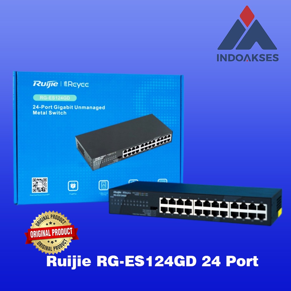 Jual RUIJIE RG-ES124GD 24 Port Gigabit Metal Casing Unmanaged Switch 10 ...