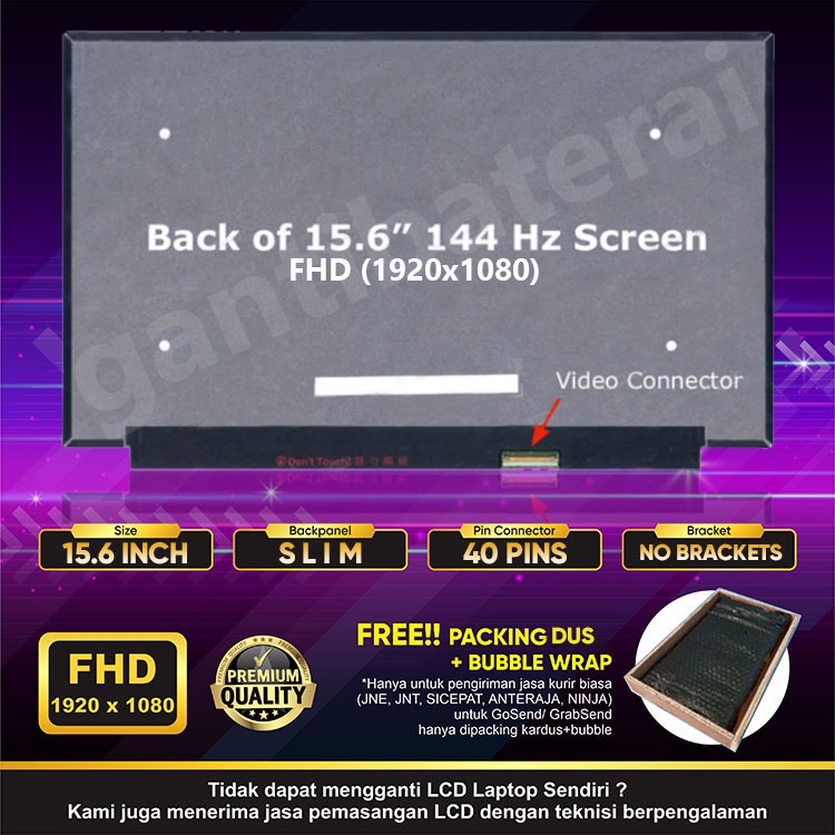 Jual Layar LCD LED Laptop 15.6 Inch Slim 40 Pin Full HD IPS 144HZ ...