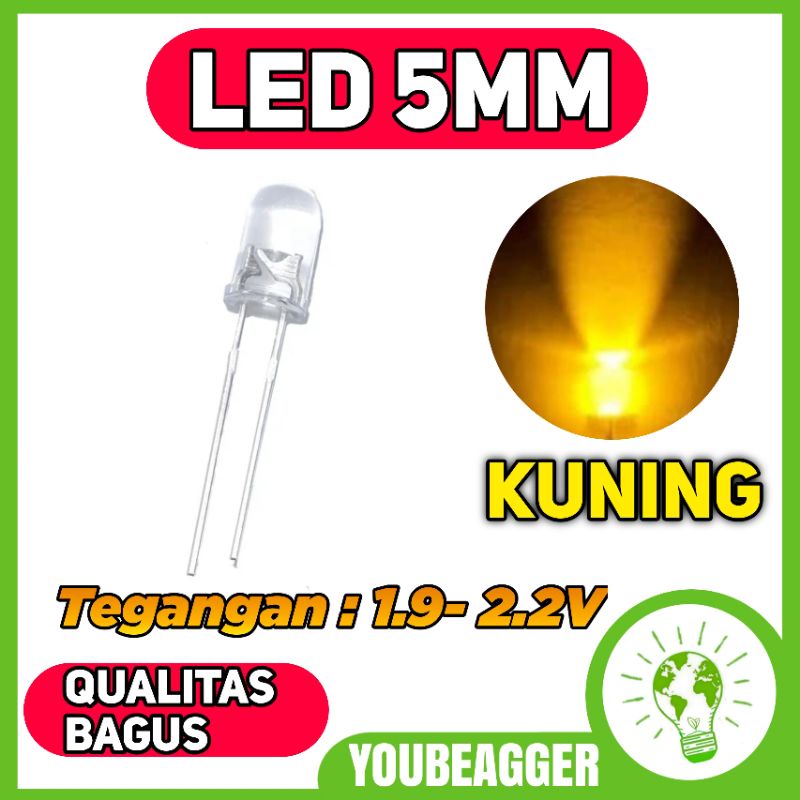 Jual LED 5MM Kuning 1.9 - 2.2V qualitas bagus | Shopee Indonesia