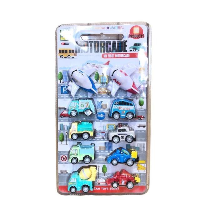 Jual mainan anak motorcade / city car pullback / mini car set 12 pcs ...