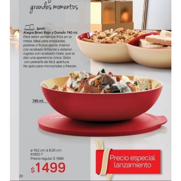 Jual Allegra Bowl Merah Gold 275 ml Tupperware Brazil | Shopee Indonesia