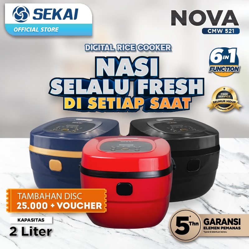 Jual SEKAI NOVA Rice Cooker Digital 6 in 1 / Penanak Nasi Magic Com 2 L / CMW 521 | Shopee Indonesia