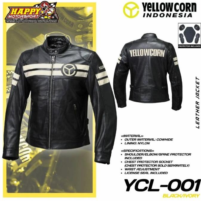 Jual JAKET YELLOW CORN YCL-001 LEATHER JACKET BLACK/IVORY NEW 2022 ...