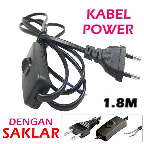 Jual kabel Power Ac Buntung With Switch Saklar ON-OFF Panjang 1.8meter ...