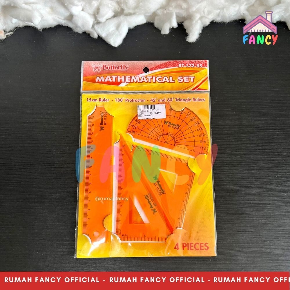 Jual Penggaris / Garisan Set BUTTERFLY isi 4 - Garisan Segitiga Busur ...