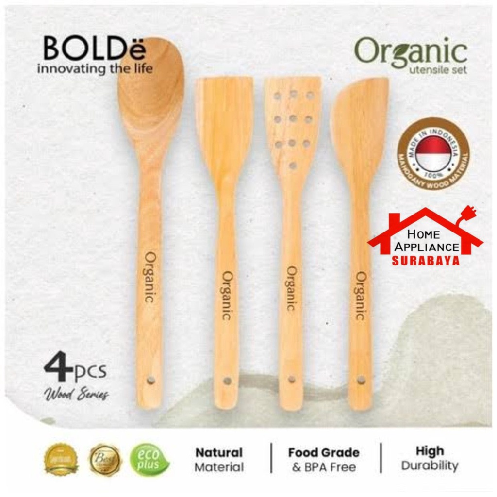 Jual BOLDe Organic Utensil Set 4 PCS - Spatula Sutil Set Kayu Mahoni ...