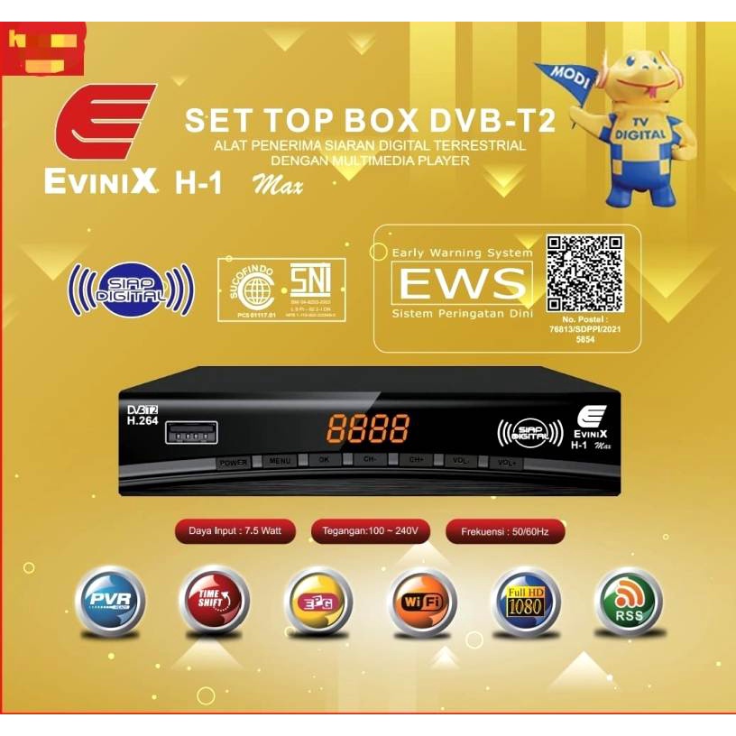 Jual STB-T2 Evinix H-1 Max Set Top Box DVB-T2 | Shopee Indonesia