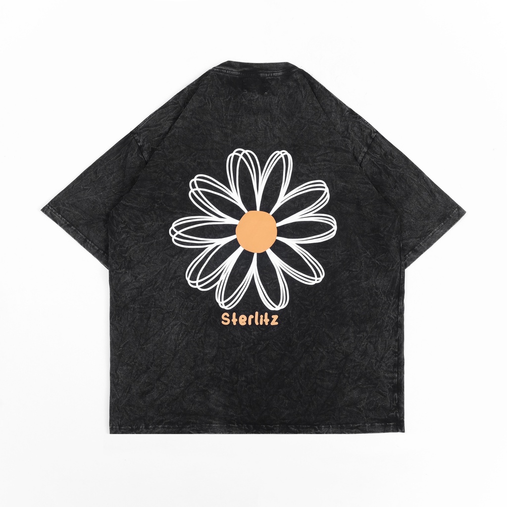 Jual Sterlitz - White Daisy Washed [Black Ws] Oversized T-shirt ...