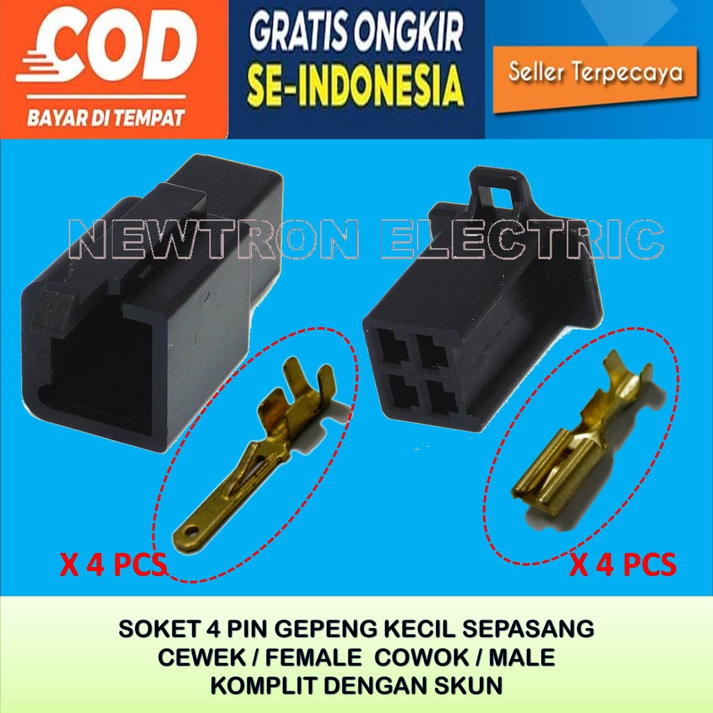 Jual SOKET 4 PIN HITAM SOKET KONEKTOR SOCKET CONNECTOR KABEL GEPENG ...