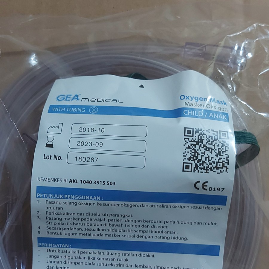 Jual Masker Oksigen Anak GEA/ Oxygen Mask Child / Sungkup Tabung ...