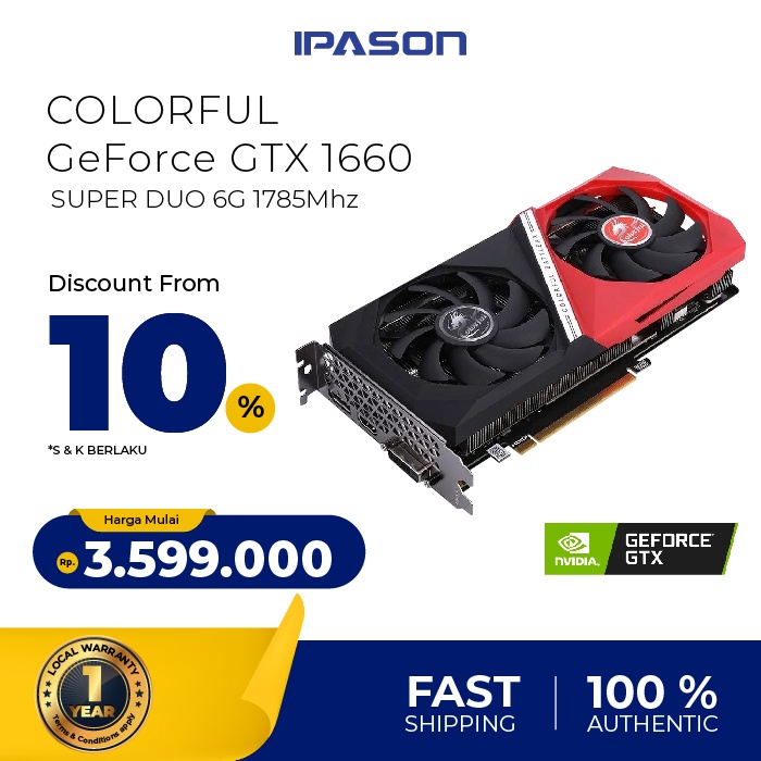 Jual VGA COLORFUL GeForce GTX 1660 SUPER DUO 6G 1785Mhz DP+HDMI+DVI-1660S | Shopee Indonesia