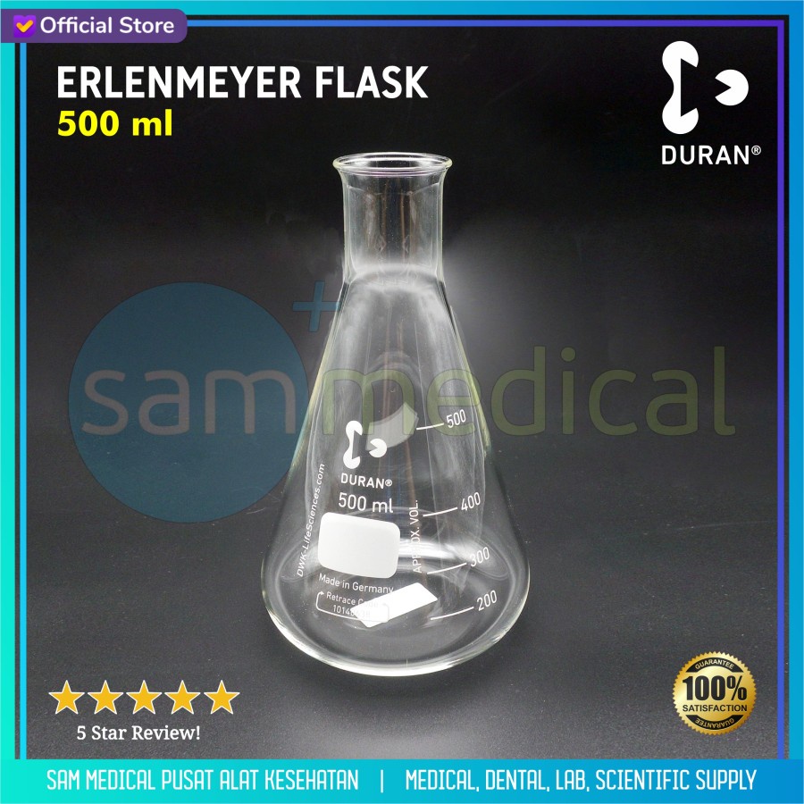 Jual Duran Erlenmeyer Flask / Labu Erlenmeyer 500ml | Shopee Indonesia