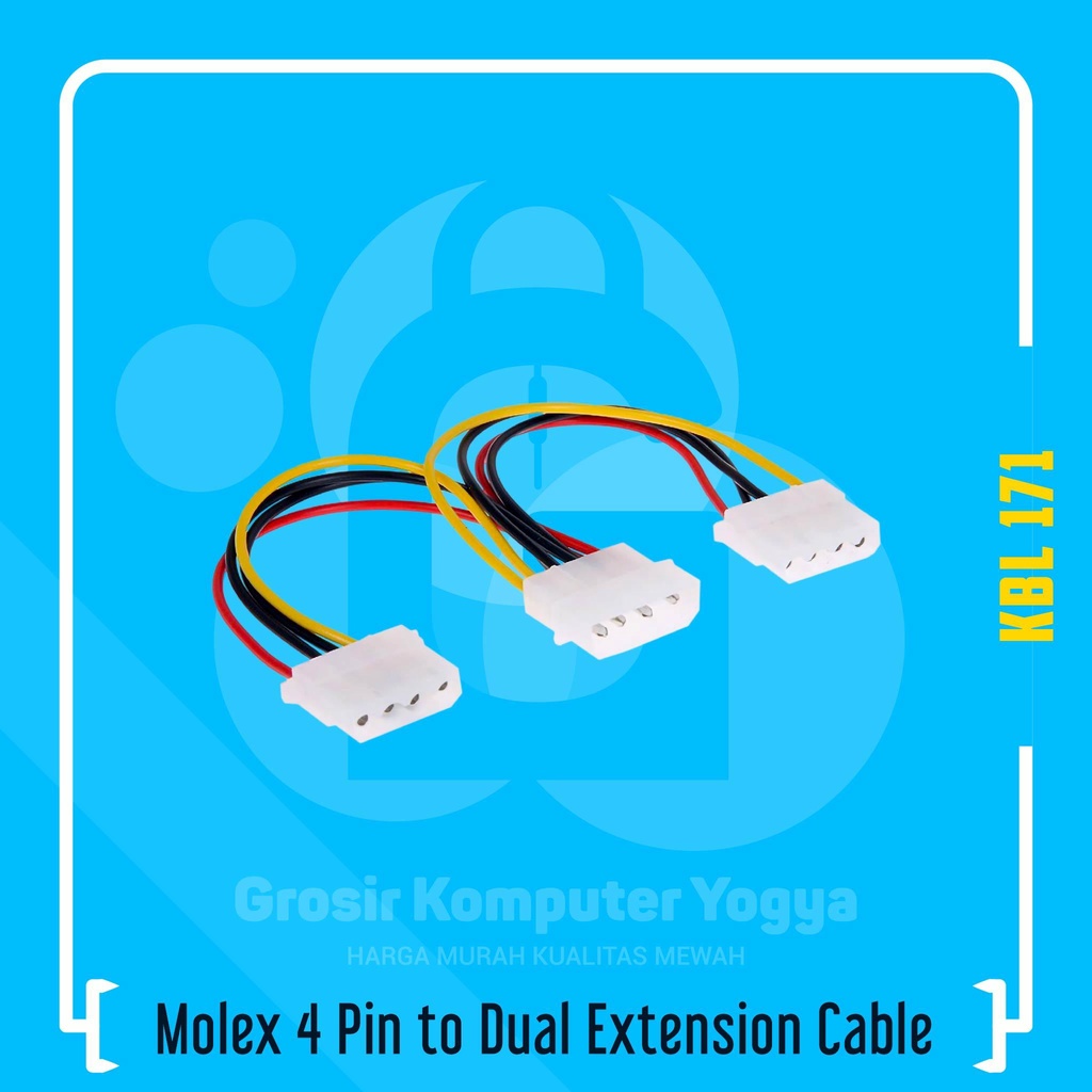 Jual Molex 4 Pin Male to Dual 4 Pin Female Power Extension Cable Kabel ...