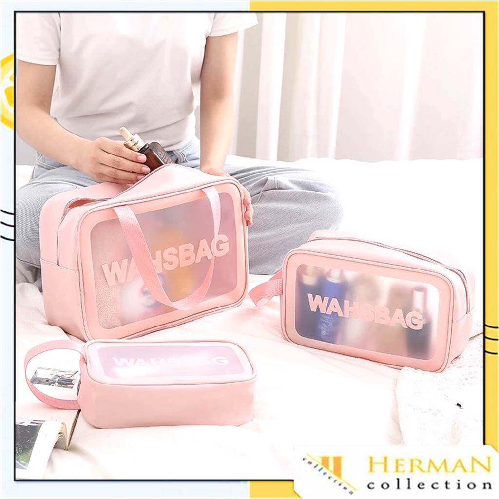 Jual HC Tas Kosmetik Transparant WASHBAG Pouch Travel Make Up Bag ...