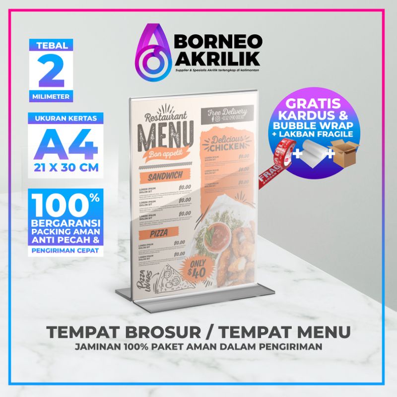 Jual Akrilik Stand Tempat Brosur A4 Dilemashop Indonesia Wadah Brosur ...