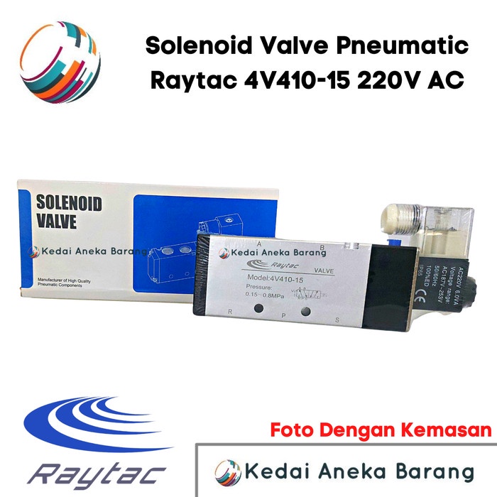 Jual Solenoid Valve Raytac 4V410-15 220V 110V AC 24V 12V DC Pneumatic ...
