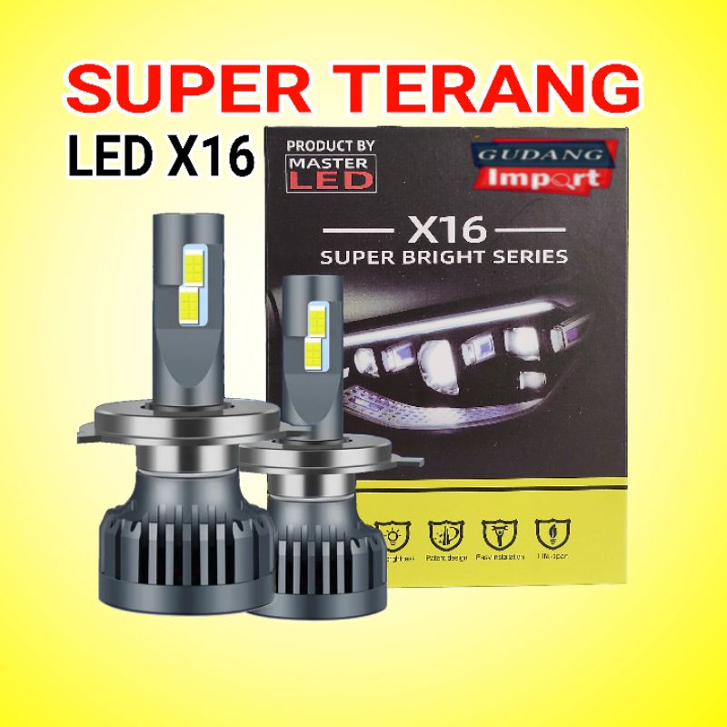 Jual LAMPU LED MOBIL X16 SUPER TERANG H4 H11 H16 H1 H7 H8 H9 65 WATT ...