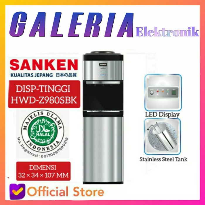 Jual SANKEN DISPENSER DUA GALON HWD Z980 HWDZ980 HITAM DUO GALLON ...