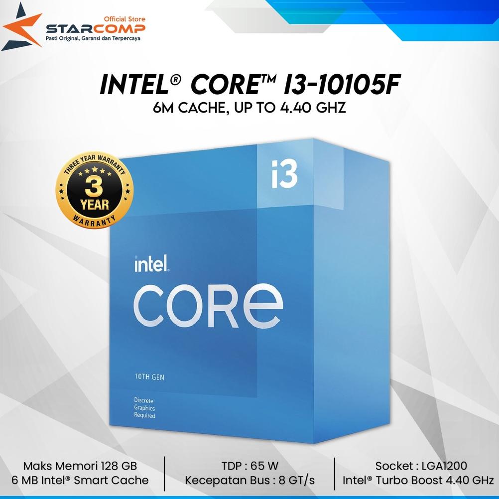 Jual PROCESSOR INTEL CORE i3 10105F LGA1200 4 CORES 8 THREAD BOX ...