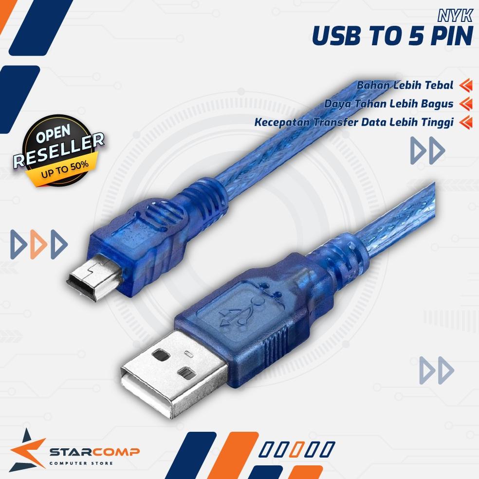 Jual Kabel USB to MINI USB 5pin NYK / Kabel Data USB to 5 PIN | Shopee ...