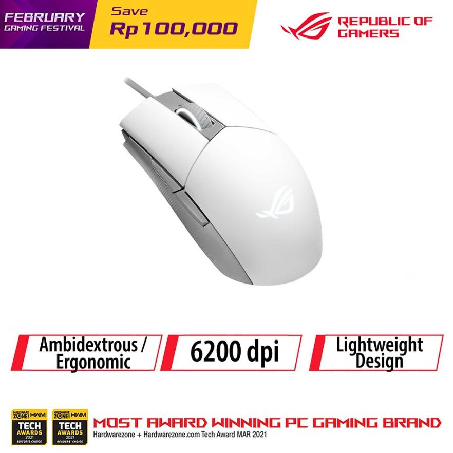 Jual ASUS ROG STRIX IMPACT II MOONLIGHT Mouse Gaming ROG RGB White P516 ...