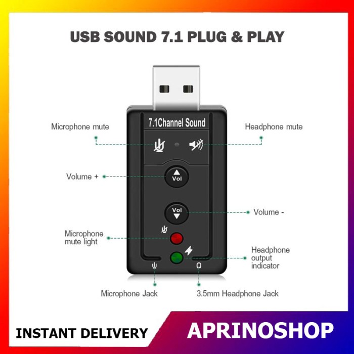 Jual USB Sound Card 7.1 Channel / USB Sound 7.1 Audio Adapter | Shopee Indonesia