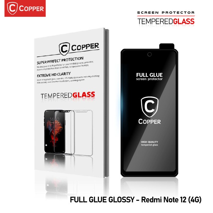Jual Redmi Note 12 (4G) - COPPER Tempered Glass Glossy FULL GLUE ...