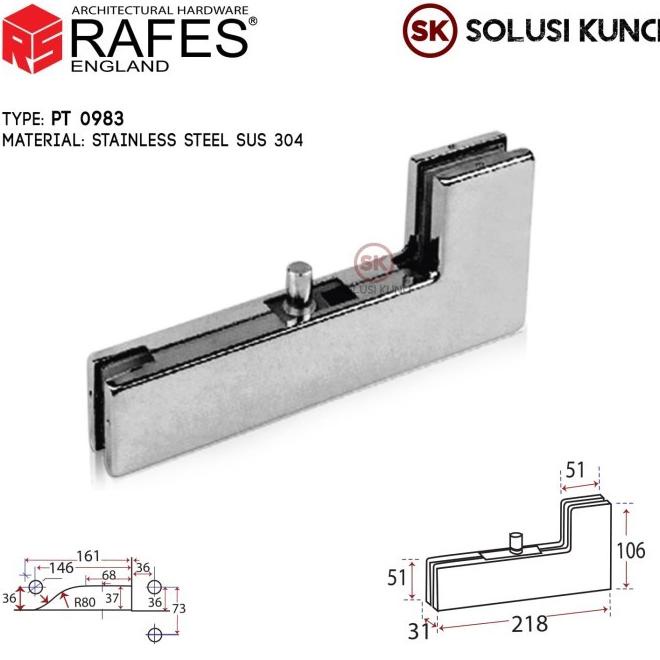 Jual Patch Fitting Penjepit Pintu Kaca Pt 40 Rafes Stainless Steel Sus ...