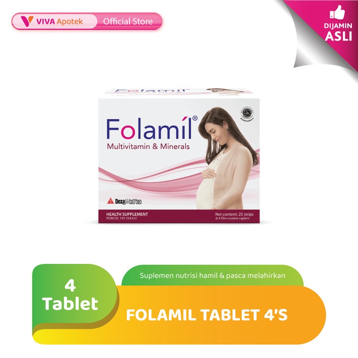 Jual Folamil Multivitamin & Mineral Ibu hamil & Menyusui (4 Tablet ...