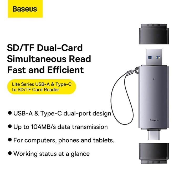 Jual Baseus Card Reader USB TYPE C - 2in1 Micro SD TF MMC OTG Mini ...