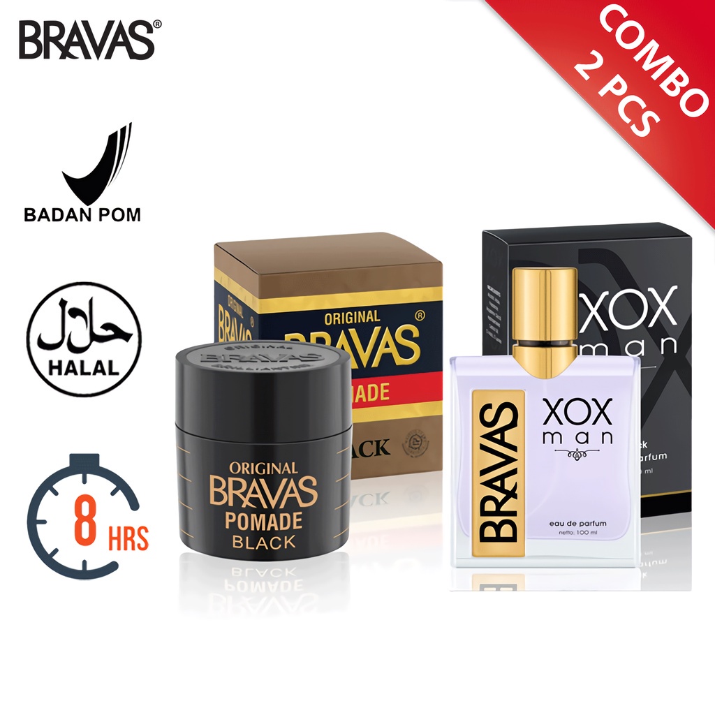 Jual BRAVAS Pomade Brilliantine & Parfum Pria XOX Man COMBO 2 Pcs ...