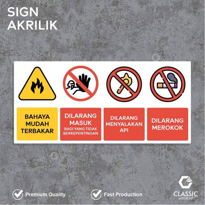 Jual Safety Sign Board Akrilik "Bahaya Mudah Terbakar" | Shopee Indonesia