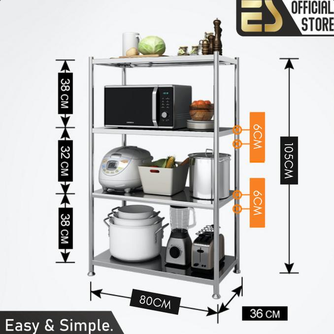 Jual ES Rak Dapur Rak Susun Rak Stainless Steel 4 Susun Rak Penyimpanan ...