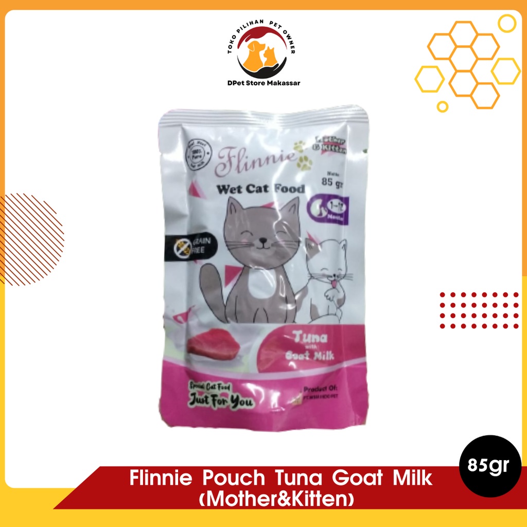 Jual Makanan kucing basah-Flinnie Pouch Tuna Goat Milk 85gr (Mother ...