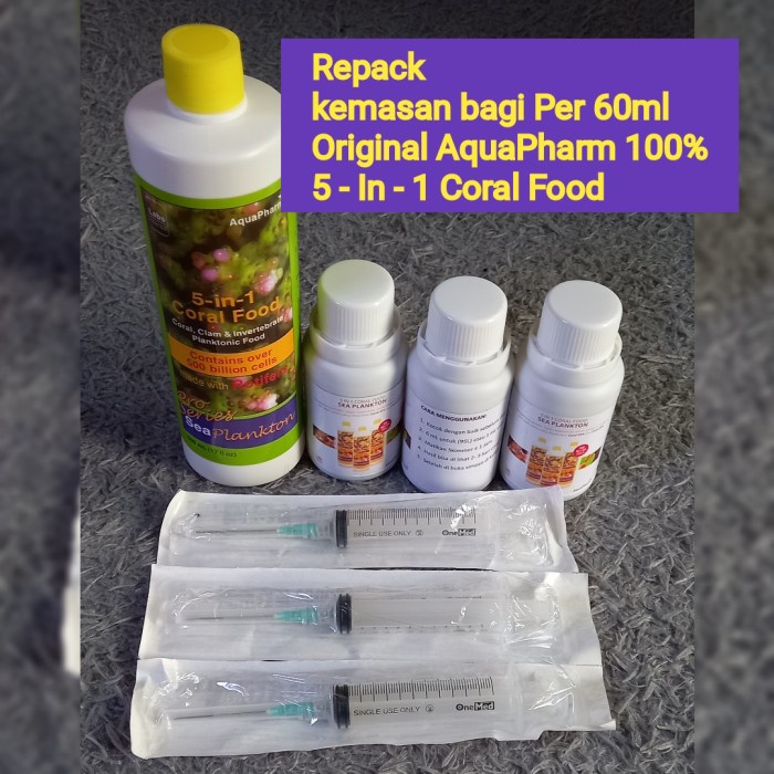 Jual AQUAPHARM 5 IN 1 CORAL FOOD SEA PLANKTON REPACK 60ML FREE SUNTIKAN ...