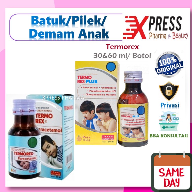 Jual ⚡XPRESS⚡ Termorex SIRUP 30/ 60 Plus Obat Batuk Pilek Panas Demam ...