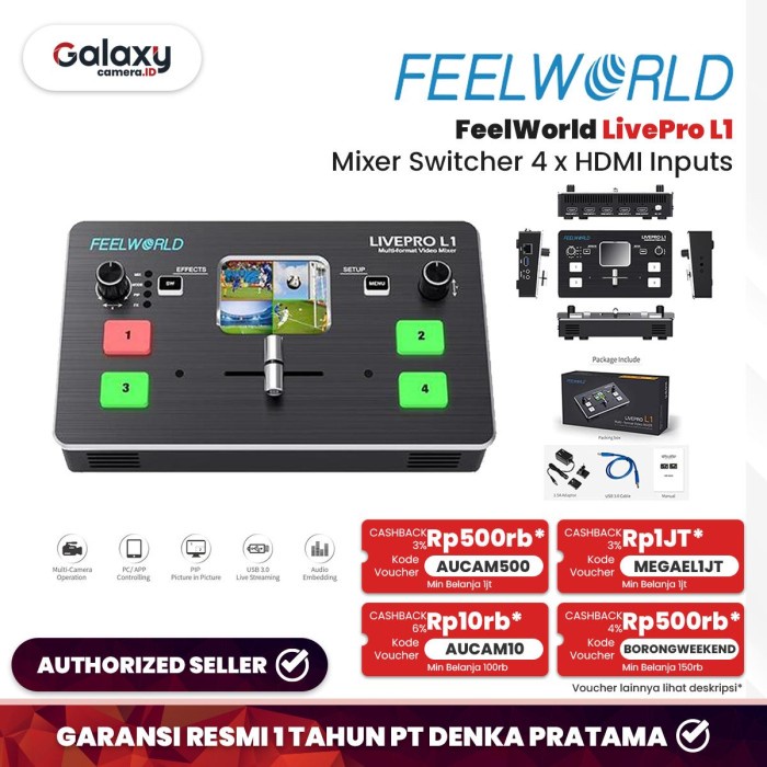 Jual Feelworld LivePro L1 Multi-Format Video Mixer Switcher 4 x HDMI ...