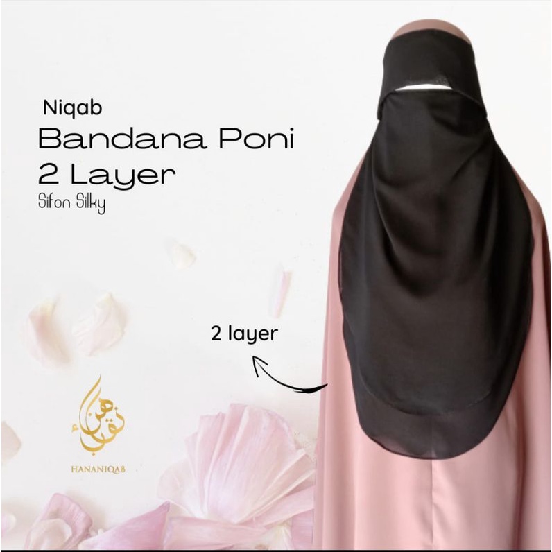 Jual Cadar Niqab Bandana Poni 2 Layer | Hananiqab | Sifon Silky Nyaman ...