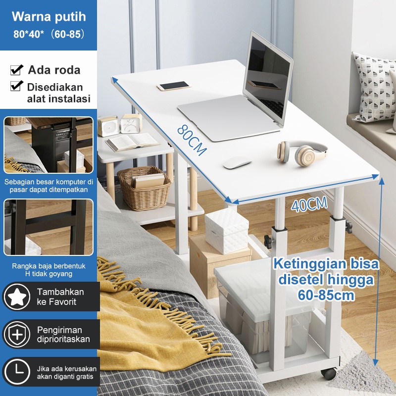 Jual Meja Laptop dengan Roda Meja Adjustable Meja Belajar Portable Meja ...