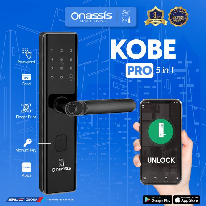 Jual PREMIUM ONASSIS SMART LOCK-SMART HOME KOBE PRO WIFI FUNCTION BEST ...