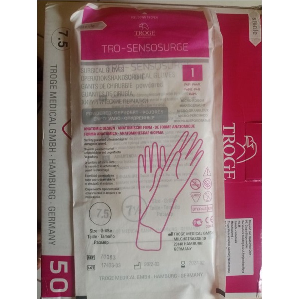 Jual sarung tangan steril troge TRO - SENSOSURGE surgical gloves, mirip ...