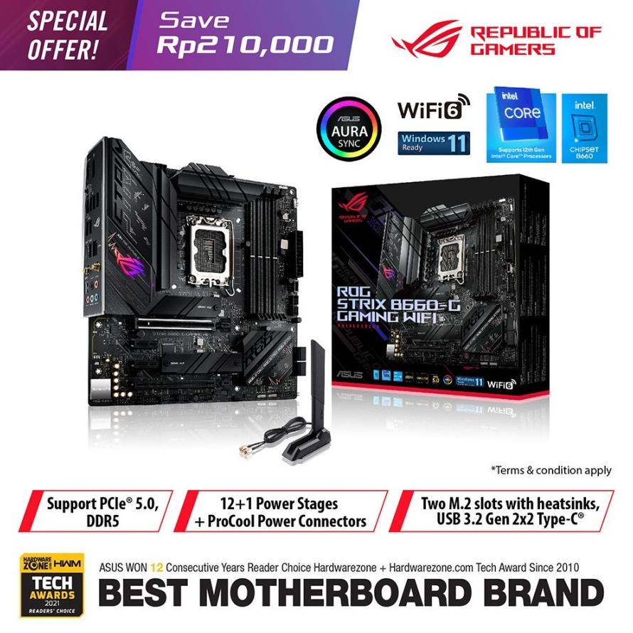 Jual Motherboard Asus Rog Strix B660-G Gaming Wifi (Lga1700, B660, Usb3 ...