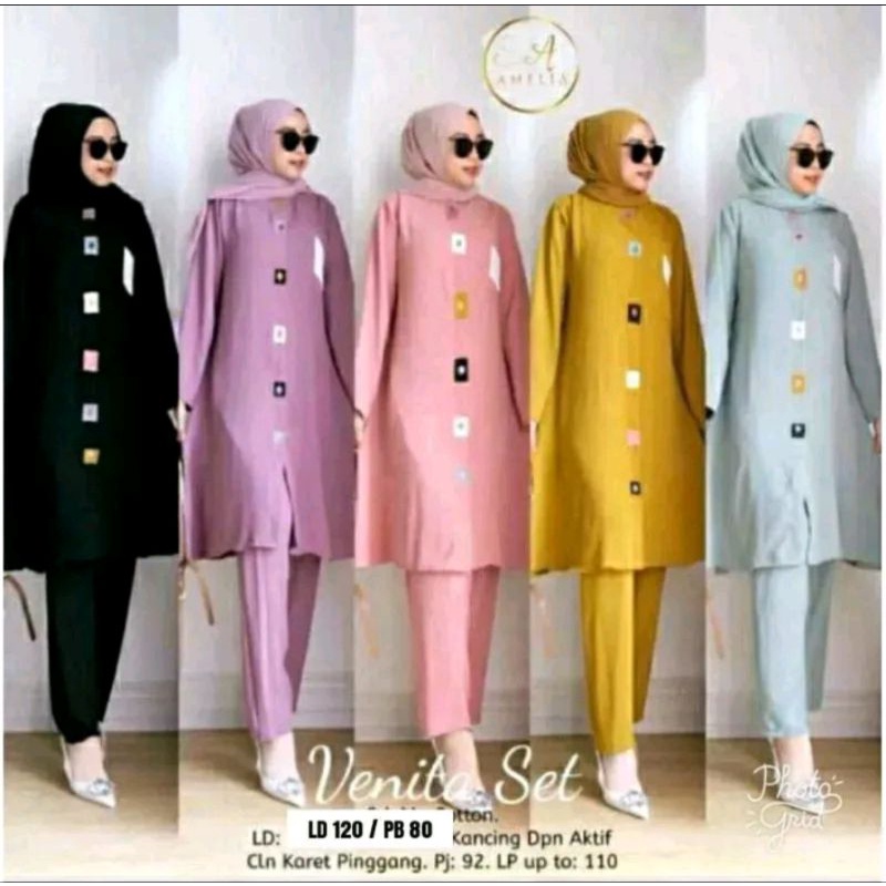 Jual SETELAN TUNIK CRINKLE VENITA SET BUSUI KEKINIAN | Shopee Indonesia