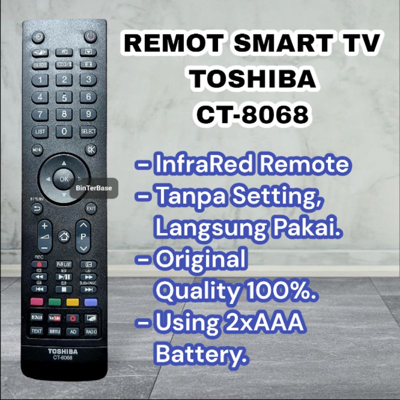 Jual Remote remot Smart TV TOSHIBA CT-8068 LED LCD original quality pabrik ct 8068 | Shopee ...