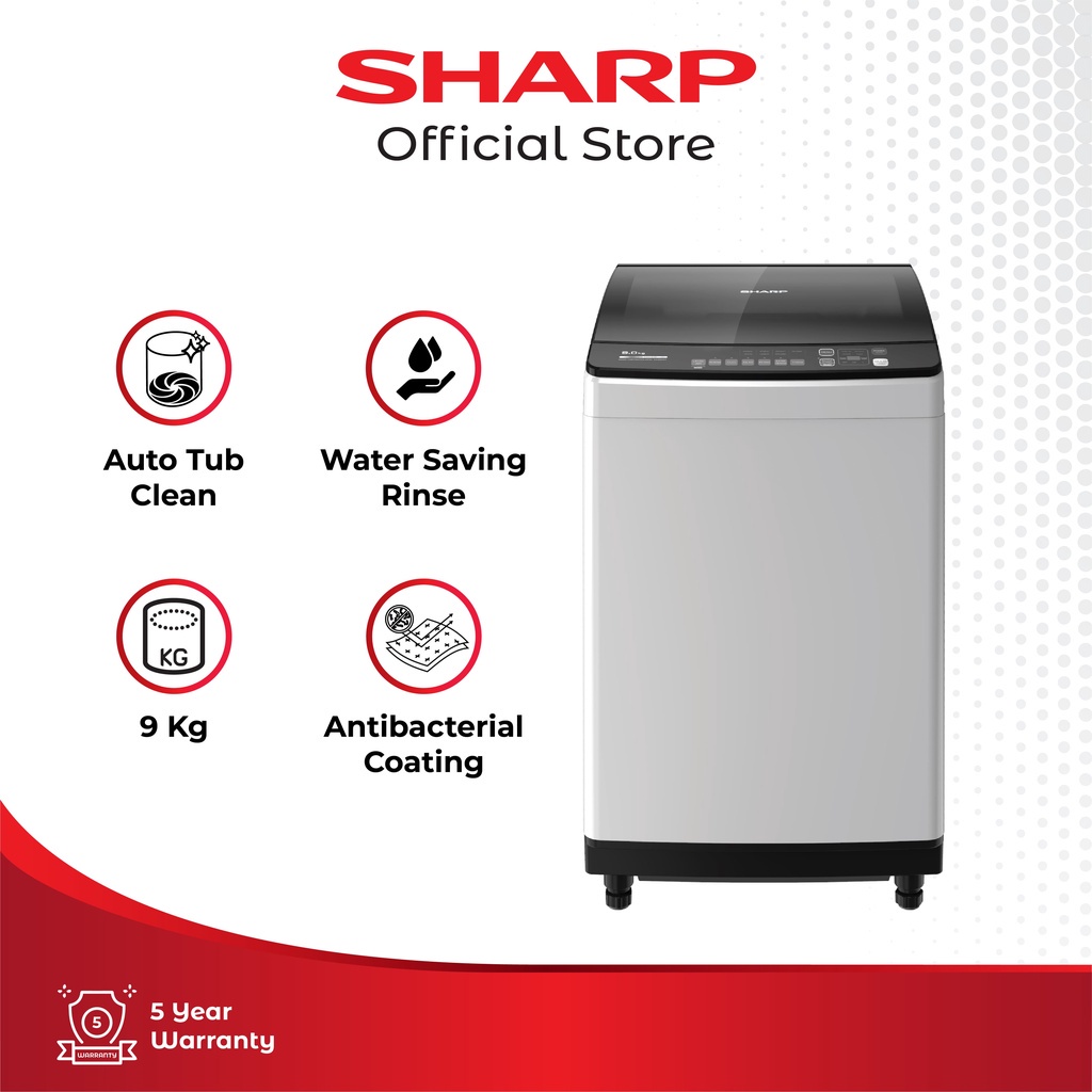 Jual Sharp Washing Machine - Top Load Megamouth Series 9 Kg , Auto Tub ...
