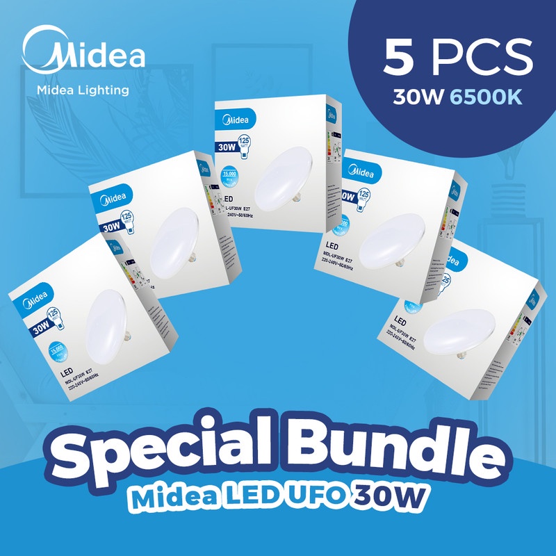 Jual [Bundle] Midea Lighting - Lampu LED UFO 30W 6500K - White - isi 5 ...
