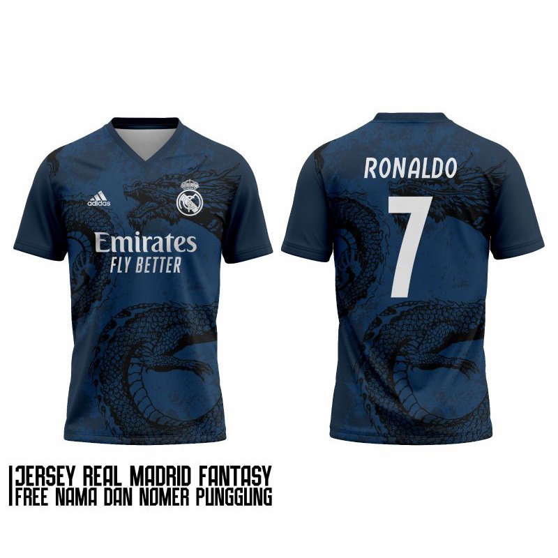 Jual Jersey Real Madrid Fantasy Dark Full Printing (Gratis nama dan nomor punggung) | Shopee ...