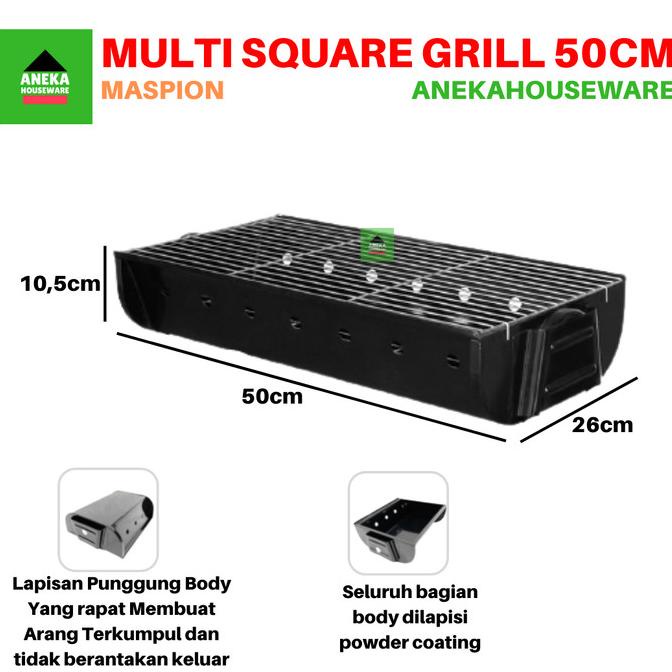 Jual Alat Bakar BBQ Panggangan Portable Multi Square Grill 50 cm ...