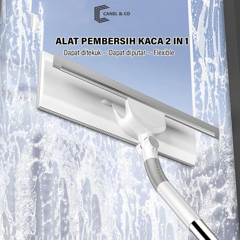Jual CANEL & CO Alat Pembersih Kaca Glass Cleaning Brush Teleskopik Wiper Jendela 2 in 1 ...