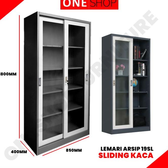 Jual Lemari Arsip Besi Sliding Kaca 2 Pintu | Lemari Arsip Kantor | Shopee Indonesia